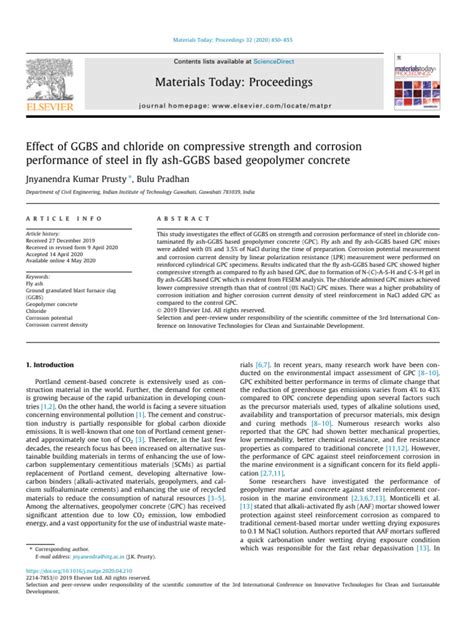 48 Effect Of Ggbs And Chloride On Compressive Strength And Corrosion