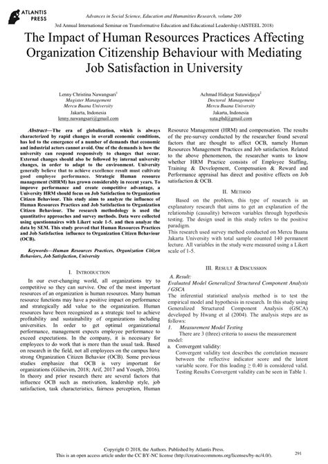 Pdf The Impact Of Human Resources Practices Affecting Organization Citizenship Behaviour With