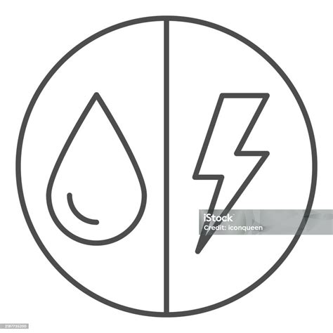 가솔린 전기 얇은 선 아이콘 에너지 버블 개념 벡터 그래픽 흰색 배경에 드롭 및 번개 기호 모바일 또는 웹 디자인용 개요 스타일 아이콘 고체에 대한 스톡 벡터 아트 및 기타