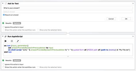 Macos When Writing Applescript In Automator What Is The Significance