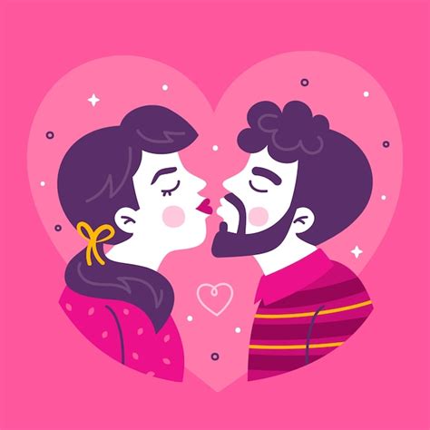 Ilustração plana para o dia internacional do beijo Vetor Premium