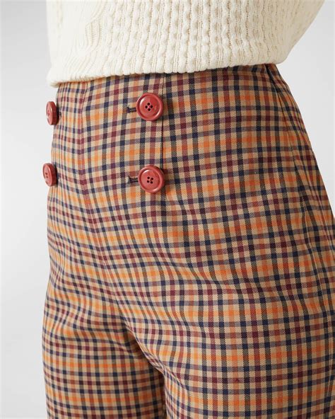 Lk Bennett Polly High Rise Cropped Plaid Trousers Neiman Marcus