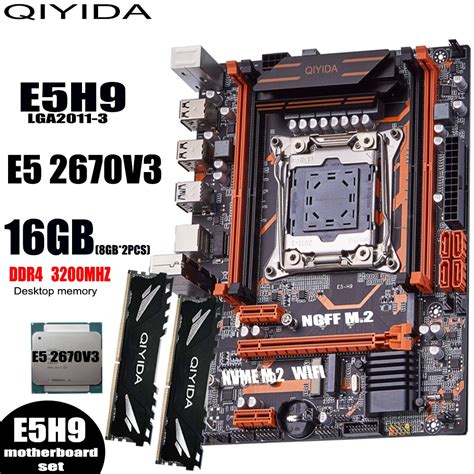 QIYIDA X99 마더보드 키트 세트, LGA2011 3 제온 E5 2670 V3 프로세서 포함, 16GB(8G * 2 ...