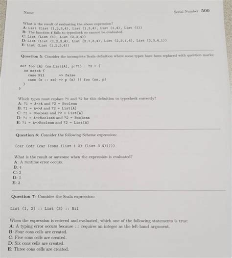 Solved Question 4 Consider The Following Scala Definition