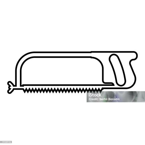 금속 및 수동 용 쇠톱 손 톱 수리 도구 아이콘 개요 검은 색 벡터 일러스트 플랫 스타일 이미지 외형선에 대한 스톡 벡터 아트 및 기타 이미지 Istock