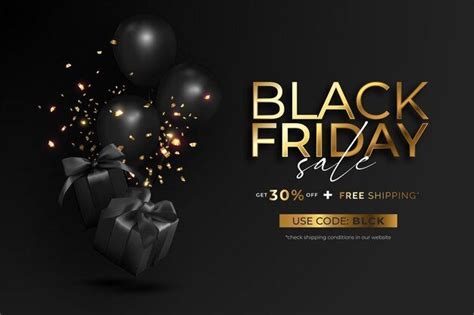 선물 및 풍선 현실적인 검은 금요일 판매 배너 무료 벡터 Black Friday Sale Banner Black Friday Banner Black Friday