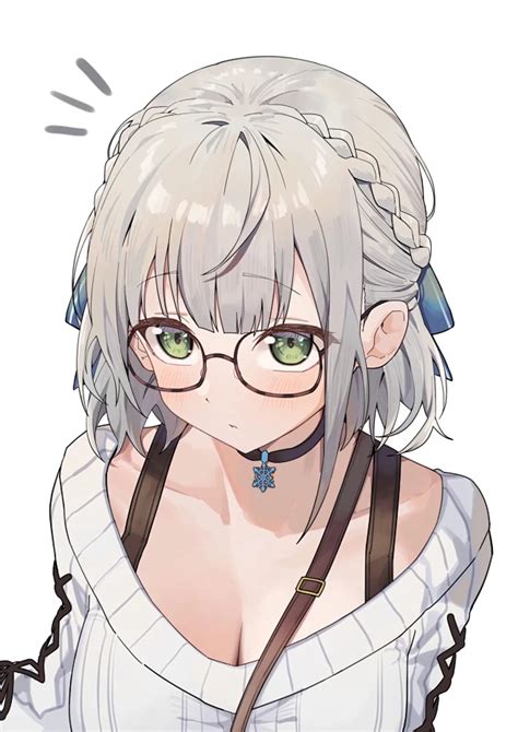 二次元，动漫，美少女，萌妹子，壁纸，白发，眼镜 上传自泽荷 花瓣网