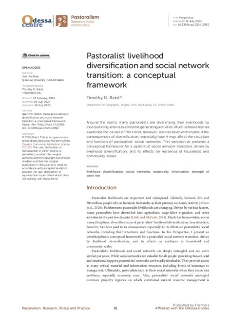 Pdf Pastoralist Livelihood Diversification And Social Network