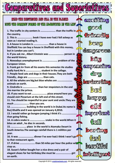 Adjectives Esl Printable Worksheets And Exercises Artofit