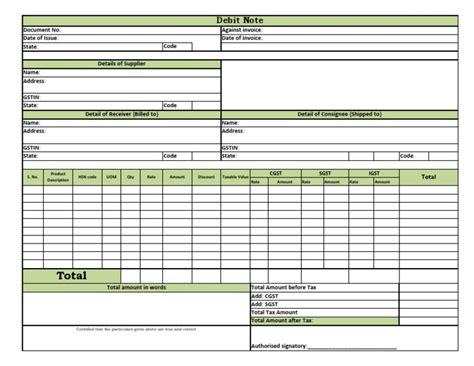 Gst Debit Note Format In Excel Pdf Public Finance Taxes