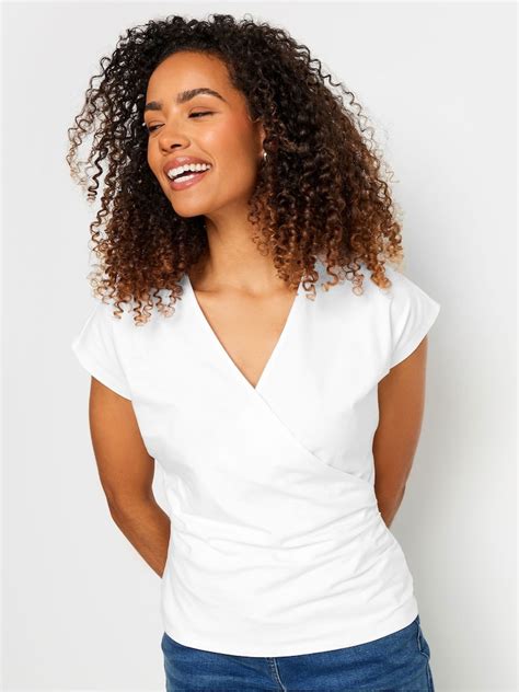 Buy Mandco White Short Sleeve Wrap Top From Next Australia