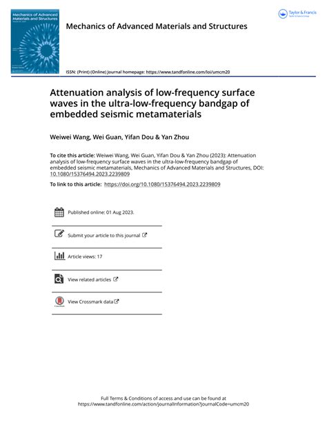 Pdf Attenuation Analysis Of Low Frequency Surface Waves In The Ultra