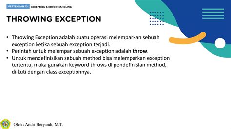 Pbo Pertemuan 10 Exception And Error Handling Pdf
