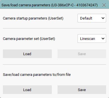 Saving Loading Camera Settings