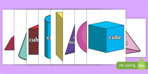 3d Shapes Display Cut Outs Teacher Made