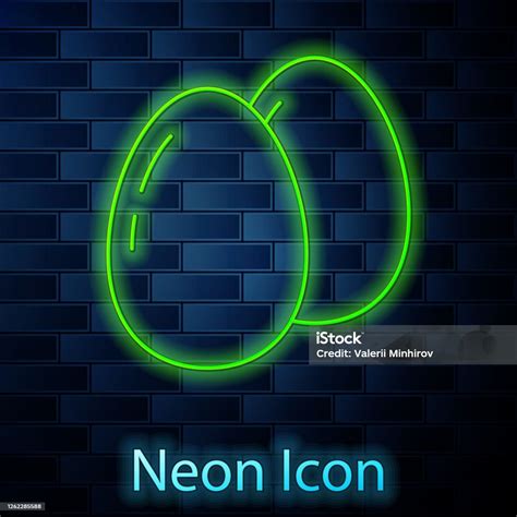 벽돌 벽 배경에 고립 된 빛나는 네온 라인 치킨 계란 아이콘 벡터 건강한 생활방식에 대한 스톡 벡터 아트 및 기타 이미지 건강한 생활방식 공란 그림자 Istock