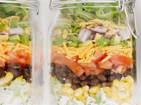 Taco Salad Jar With Jalapeño Ranch Dressing And Dip