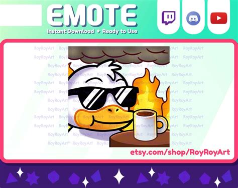 Twitch Emote Cool Duck This Is Fine Sub Emoji Discord Etsy