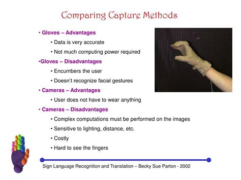 Ppt Sign Language Recognition And Translation Becky Sue Parton 2002 Powerpoint
