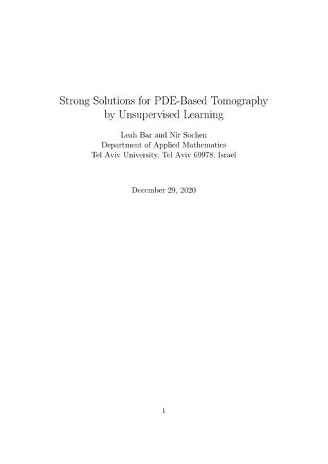 Pdf Strong Solutions For Pde Based Tomography By Unsupervised Learning