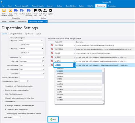 Dispatching Product Exclusions From The Length Check Paradigm ERP By Paragon Documentation