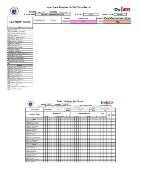 Shs Tvl Class Record Pdf