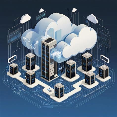 Cloud Hosting Flowchart Data Center With Hosting Server Racks In Cloud