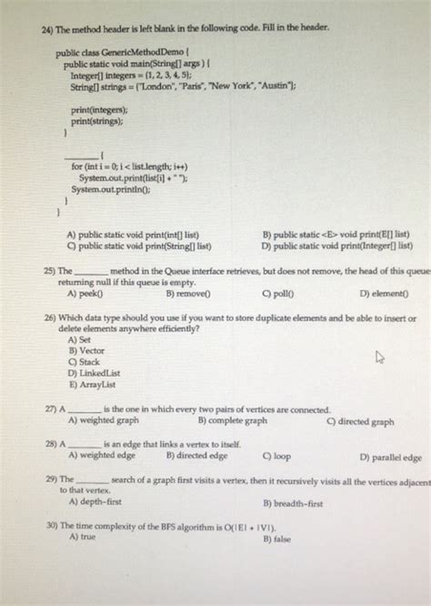 Solved The Method Header Is Left Blank In The Following Chegg