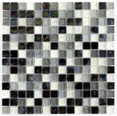 Verona Hammered Pearl Black And White Glass Mosaic 23x23mm G30044