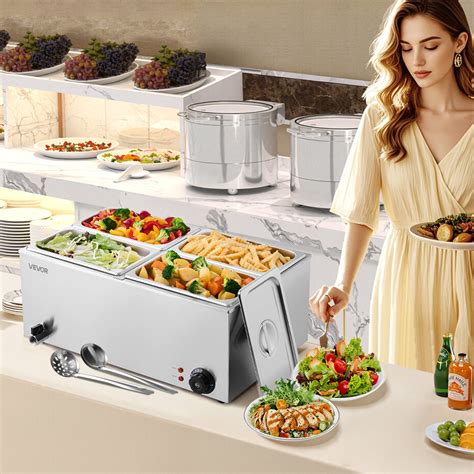 Vevor Commercial Food Warmer 4 Pan Electric Steam Table 1200w