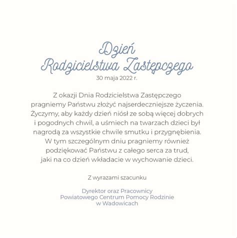 Życzenia z okazji Dnia Rodzicielstwa Zastępczego Powiatowe Centrum
