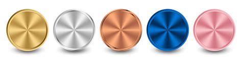 금 은 청동 청색 금속 및 분홍색 금속 방사형 금속 구배의 컬렉션 금은 청동 금속 효과가있는 플레이트 벡터 일러스트 레이 션 0명에 대한 스톡 벡터 아트 및 기타 이미지