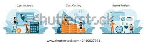 Cost Optimization Analysis Set Detailed Financial Stock Vector Royalty