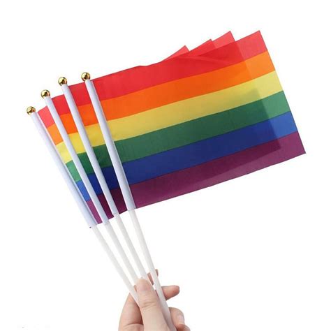 Stück kleine Pride Flagge x cm Mini Regenbogen Flaggen auf Stäben handgehaltene