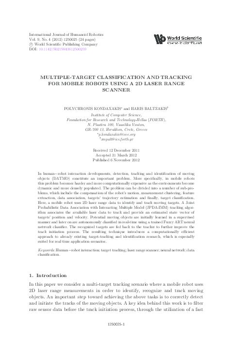 Pdf Multiple Target Classification And Tracking For Mobile Robots