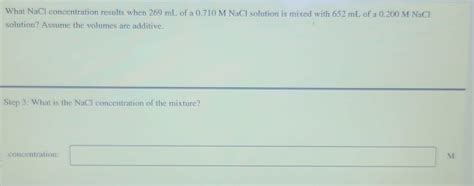 Solved What NaCl Concentration Results When ML Of A Chegg Com