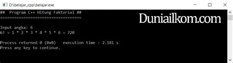 Latihan Kode Program C Menghitung Faktorial Duniailkom