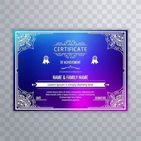 Colorful Certificate Design Free Vector