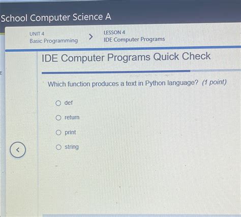 Solved School Computer Science Aunit 4lesson 4basic