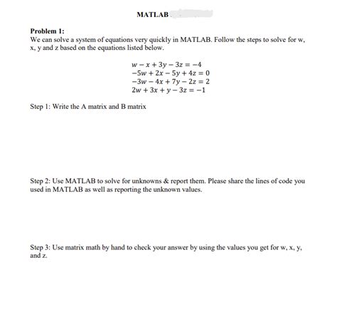 Solved Problem We Can Solve A System Of Equations Very Chegg