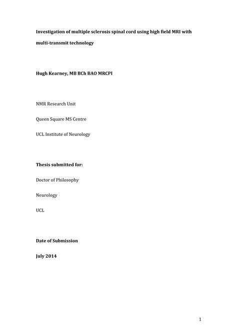 Pdf Investigation Of Multiple Sclerosis Spinal Cord Using High Field