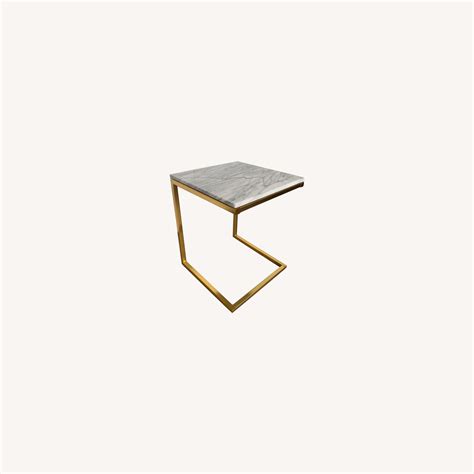 Cb2 Smart Brass C Table With White Marble Top Aptdeco