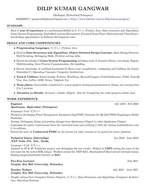 resume dilip kumar gangwar pdf
