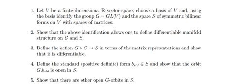 1 let v be a finite dimensional r vector space