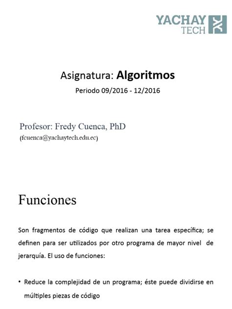 Algoritmos Funciones 1 Pdf Programación De Computadoras
