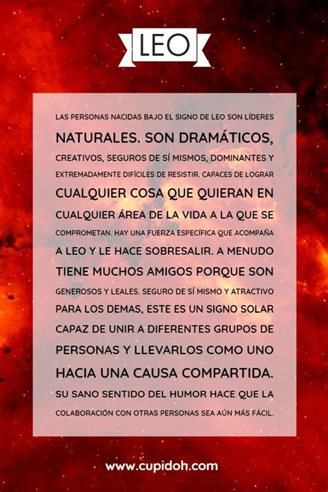 Rasgos Signo del Zodiaco Leo Cómo es cupidoh