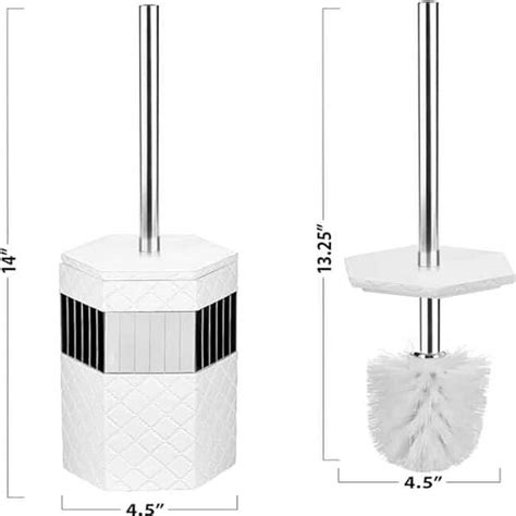 Creative Scents Quilted Mirror White Toilet Brush Set Bed Bath