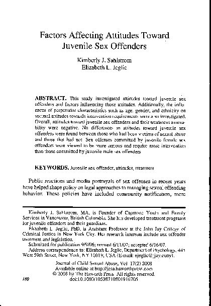 Pdf Factors Affecting Attitudes Toward Juvenile Sex Offenders