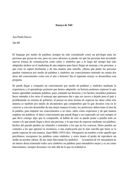 Ensayo De Tdc Pdf Los Símbolos Ensayos