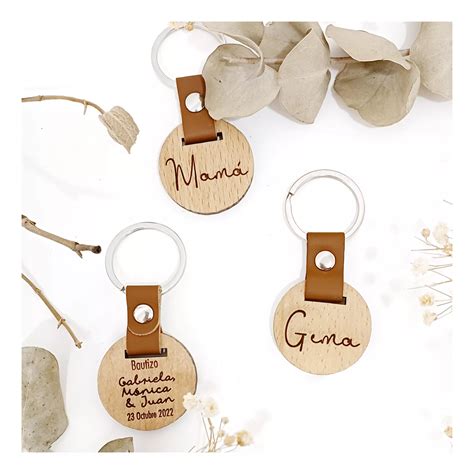 Llavero Circular De Madera Cleire Personalizable